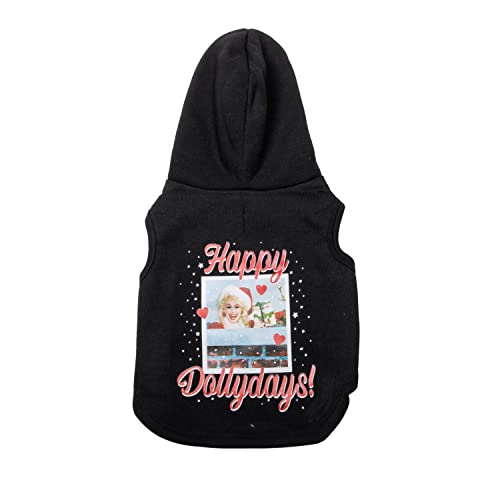 Doggy Parton Black Happy Dollydays Hoodie for Pets, Extra Small