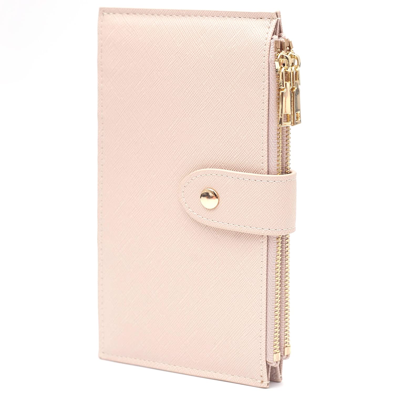 neyrat Slim wallet for women, Bifold multi card case zipper coin purse,RFID Blocking wallets with checkbook holder,With gift box (Beige)