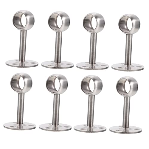 Garneck 8pcs Clothes Rail Flange Closet Rod Shelf Bracket Ceiling Mount Shower Rods Ceiling Mount Drapery Stainless Steel Hooks Shower Rod Hooks Metal Shelf Brackets Curtain Rod Support