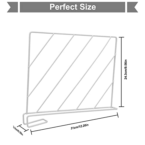 Hiziwimi 4 PCS White Metal Shelf Dividers, Multi-Functional Shelf Separator, Adjustable Clothing Organizer, White Hollow Dividers for Storage, Wood Closet, Kitchen and Office Shelves (White-4pc)
