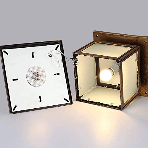 CZLZY European Retro Style Aluminum Square Pillar Lamp Solar LED Post Light Outdoor Waterproof Column Light Glass Lampshade Villa Courtyard Wall Decoration Landscape Light