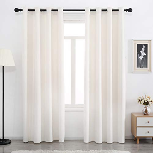 Cream White Velvet Curtains 96 inches Long Soft Velvet Curtains Grommet Velvet Thermal Insulated Curtains Window Treatment for Bedroom Light Filtering Velvet Curtains Set of 2 Panels Cream