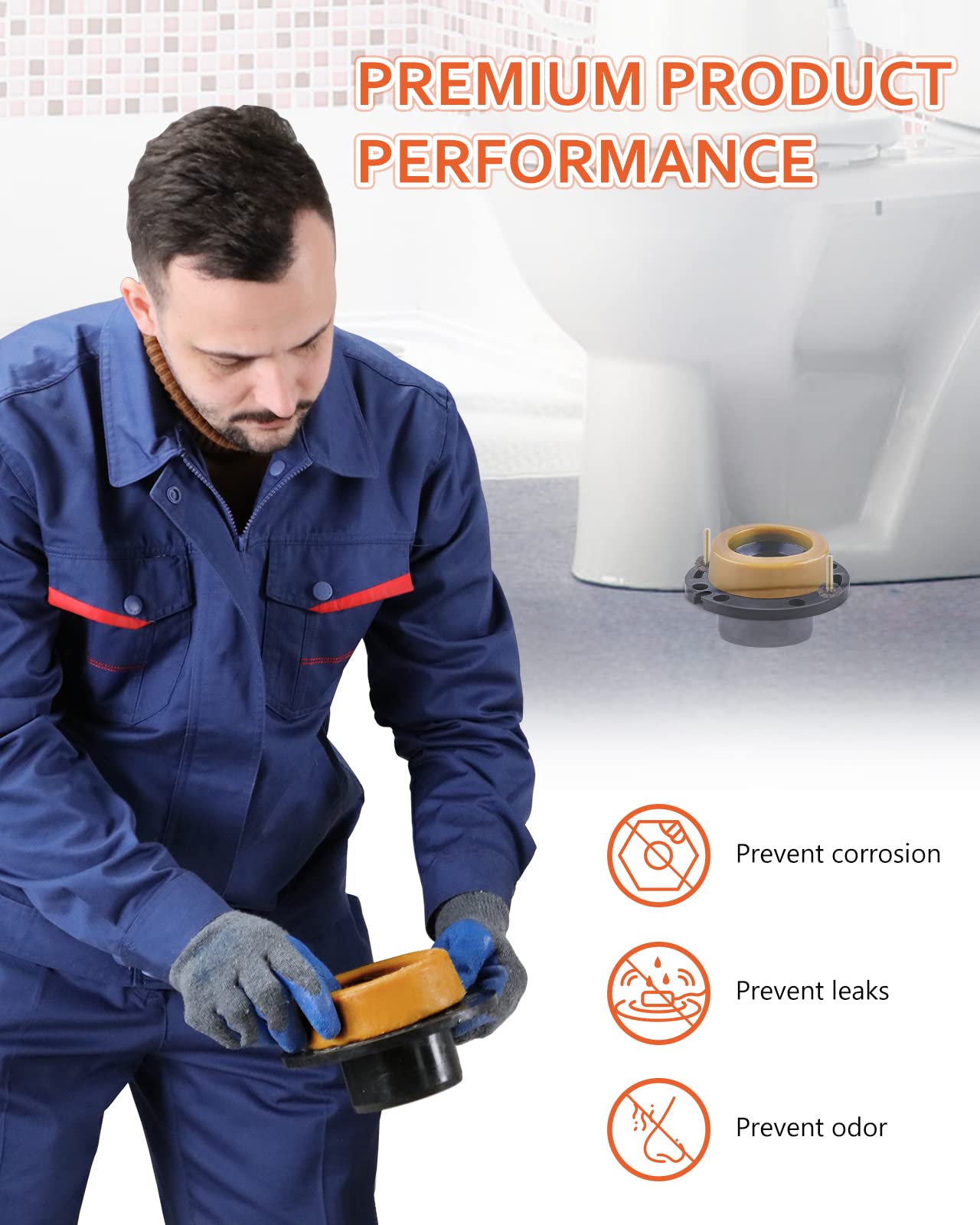 boeemi Toilet Flanges and Wax Rings for Toilets with Extended Flanges and Extra Thick Wax Rings for Floor Exit Toilets New Installation or Reinstallation 4" Waste Line for Plumbing Below Floor