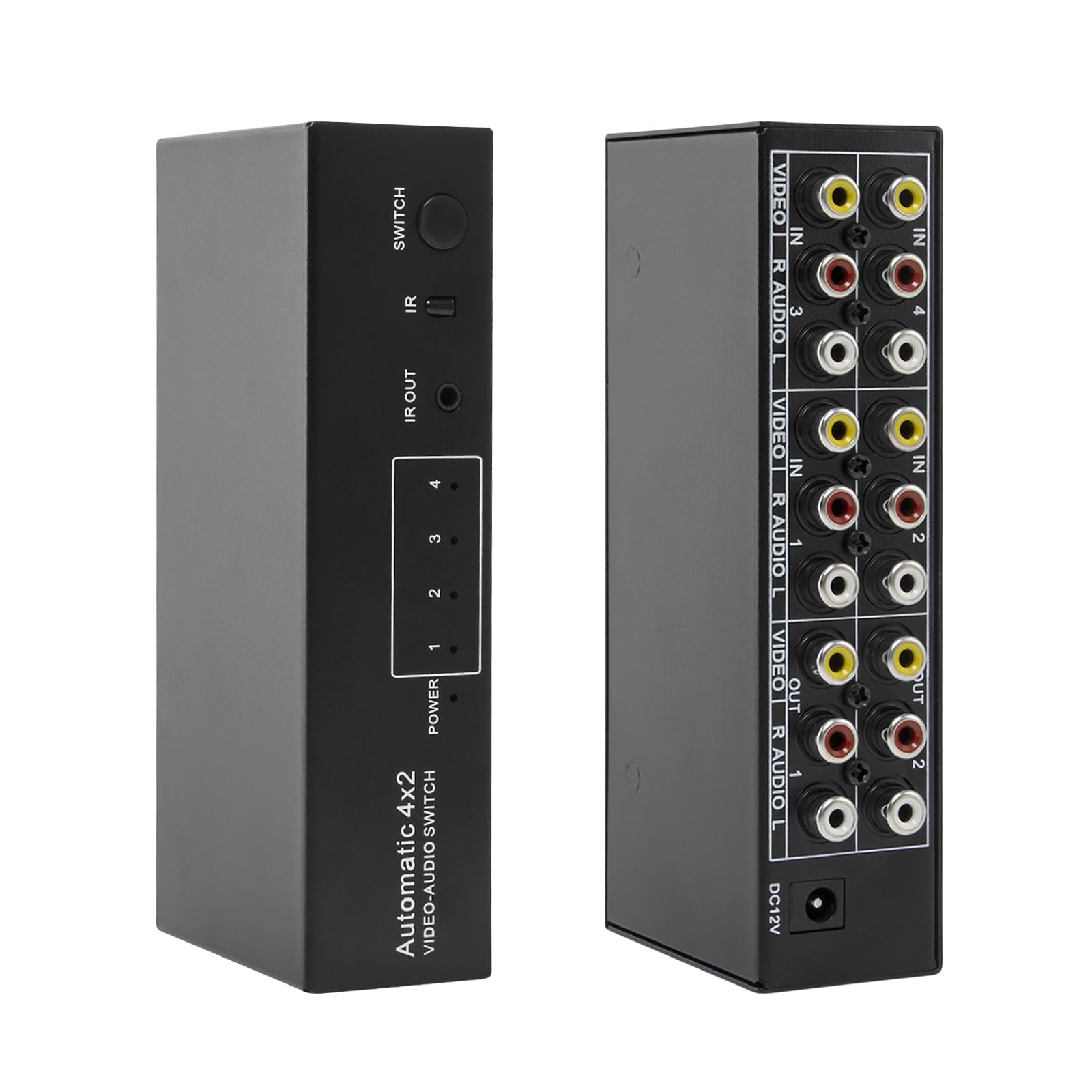 HONONJO AV SWITCHER 4 Way Converter Video Audio Selector for TV with Remote Control Video Switch Box (Electrical Volts: 110V)