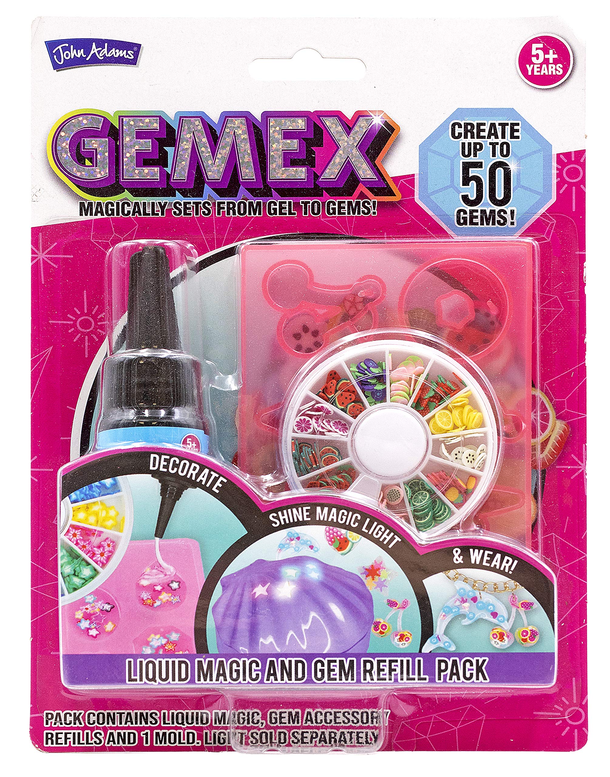 John Adams | GEMEX Refill Set: Magically Sets from Gel to gems! | Arts & Crafts | Ages 5+