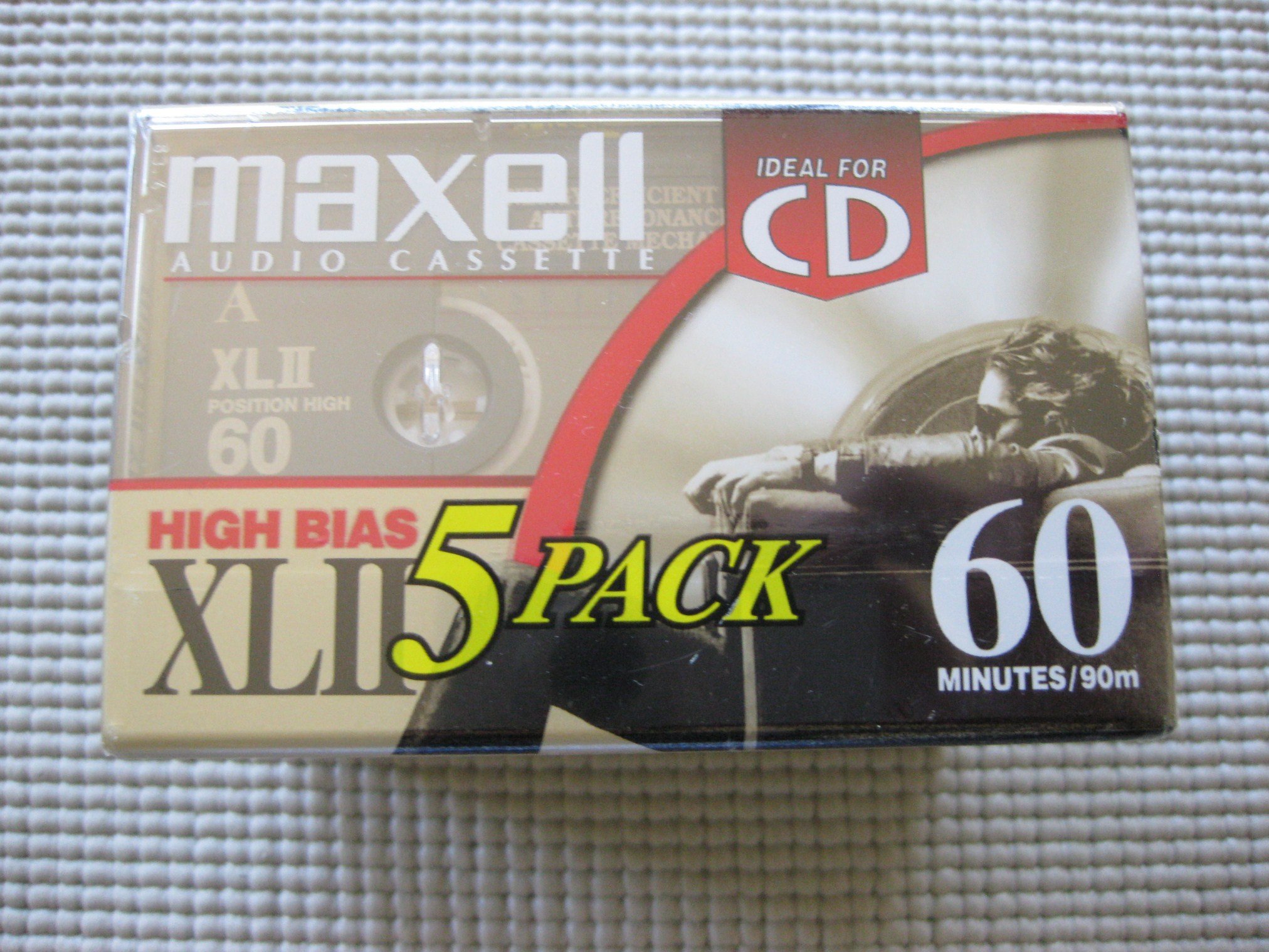 Maxell 139858 60-Minute High Bias Standard Cassette Audio Tape - 5 Pack