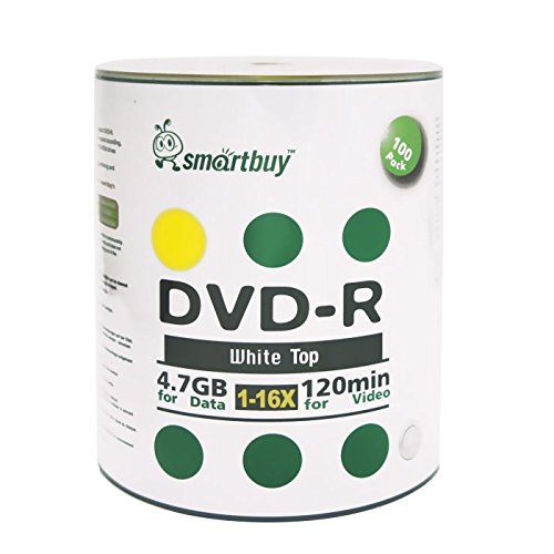 Smartbuy 300-disc 4.7GB/120min 16x DVD-R White Top Blank Media Record Disc + Free Micro Fiber Cloth