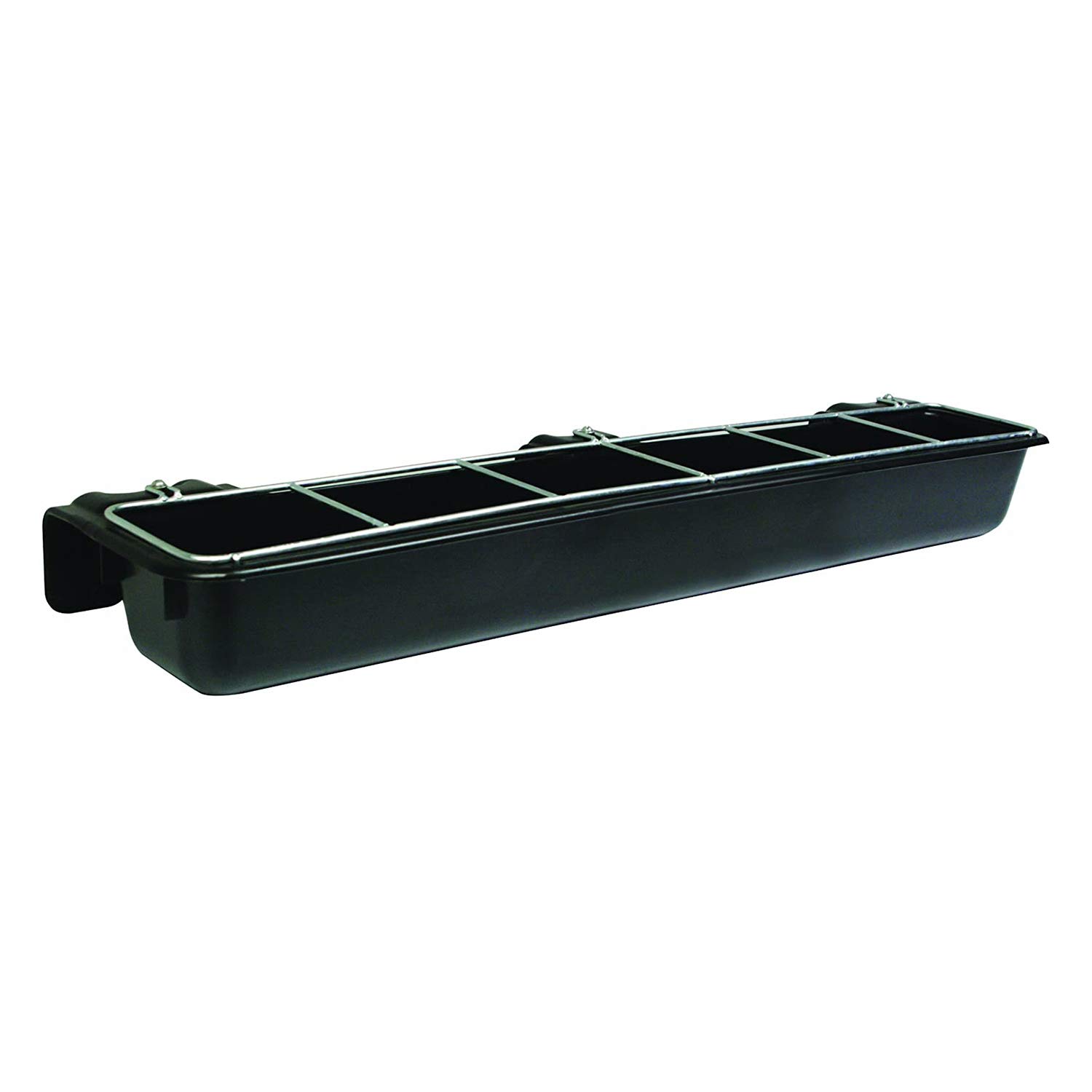 Little Giant HF9BLACK Hook Over Goat Trough Heavy Duty Galvanized Steel 9 Quart Feeder, Black (2 Pack)