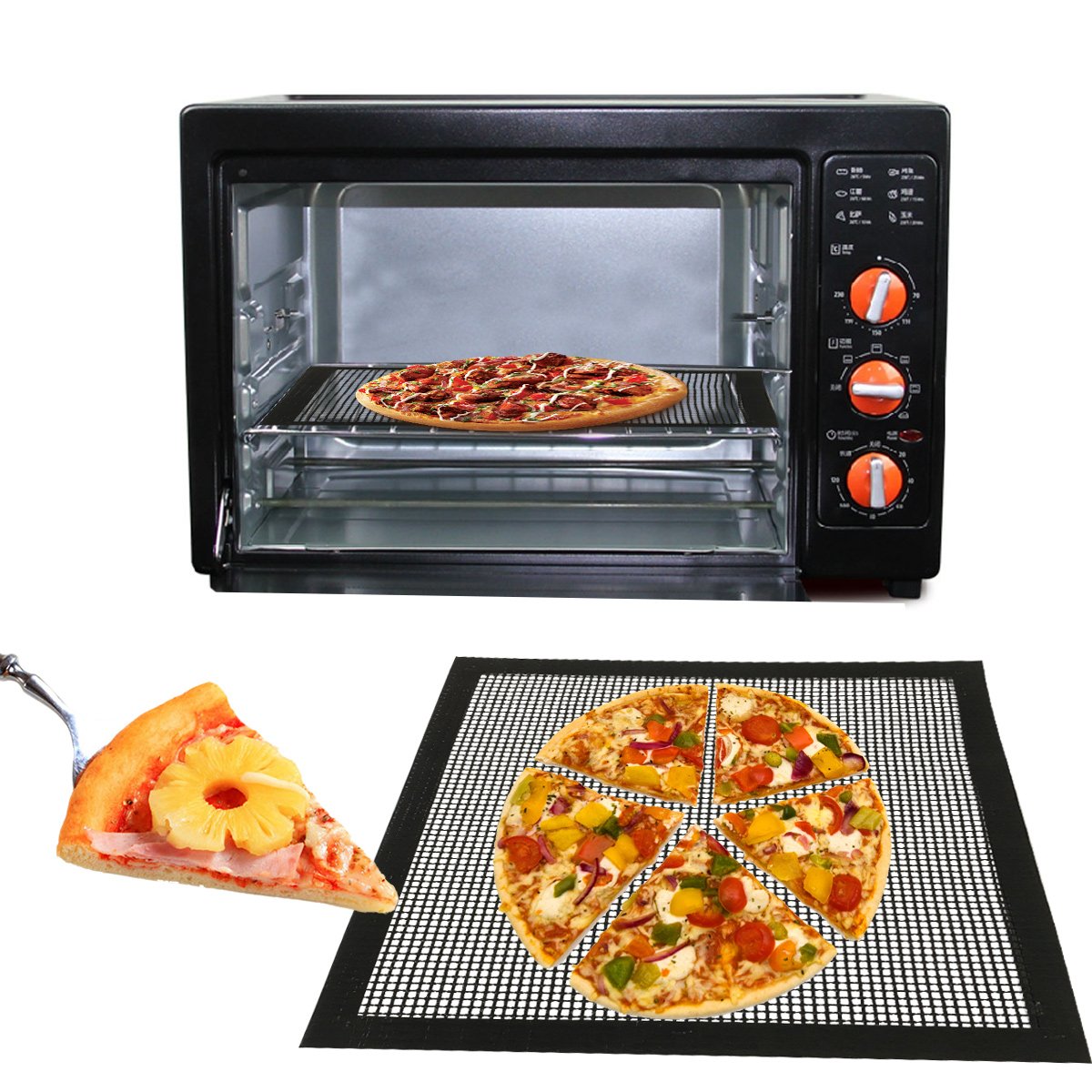 Bluedrop PTFE Open Mesh Crispy Baking Mats Quick Oven Liners Dehydrator Sheets Non Stick Perforated Toaster Meshes Pack of 2