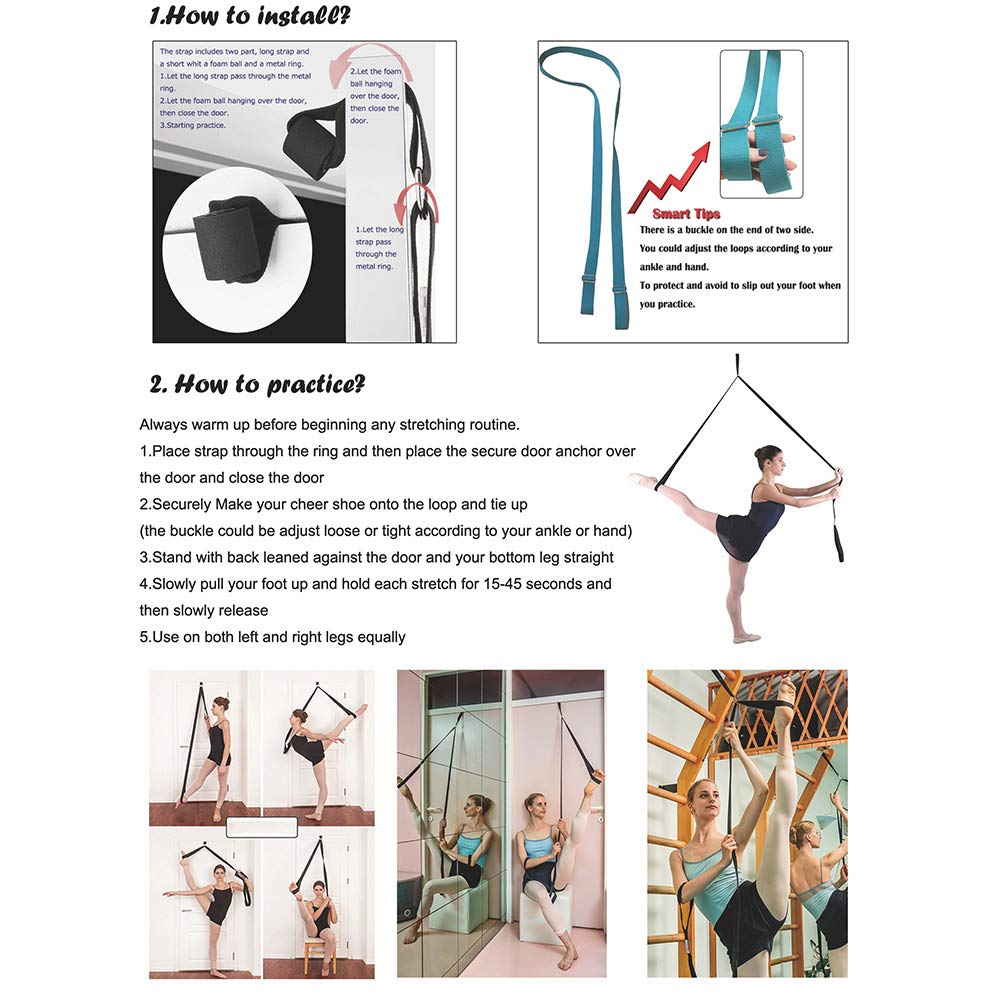 Ballet stretch band,Door Flexibility & Stretching Leg Strap Stretch Band with Carrying Pouch for Yoga, Ballet, Dance and Gymnastic Exercise