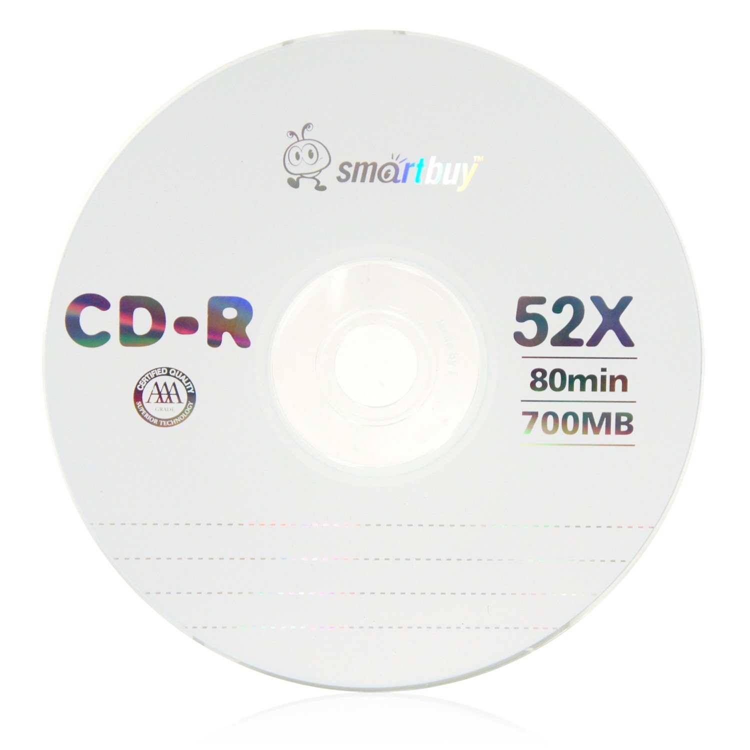Smartbuy 500-disc 700mb/80min 52x CD-R Logo Top Blank Data Recordable Media Disc