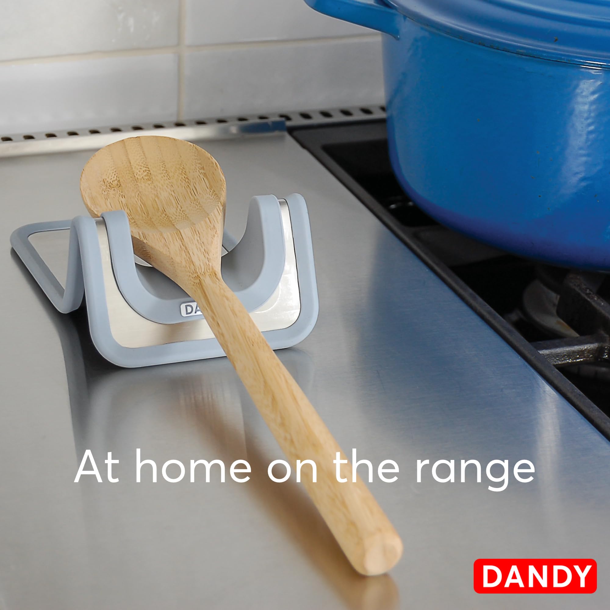 DANDY SpoonBest™ Silicone Spoon Rest for Stove Top – Cooking Utensil Rest – Spoon Holder for Stove Top – Nonstick Sturdy Silicone Spoon Rest for Kitchen Counter, BBQ grill (Gray)