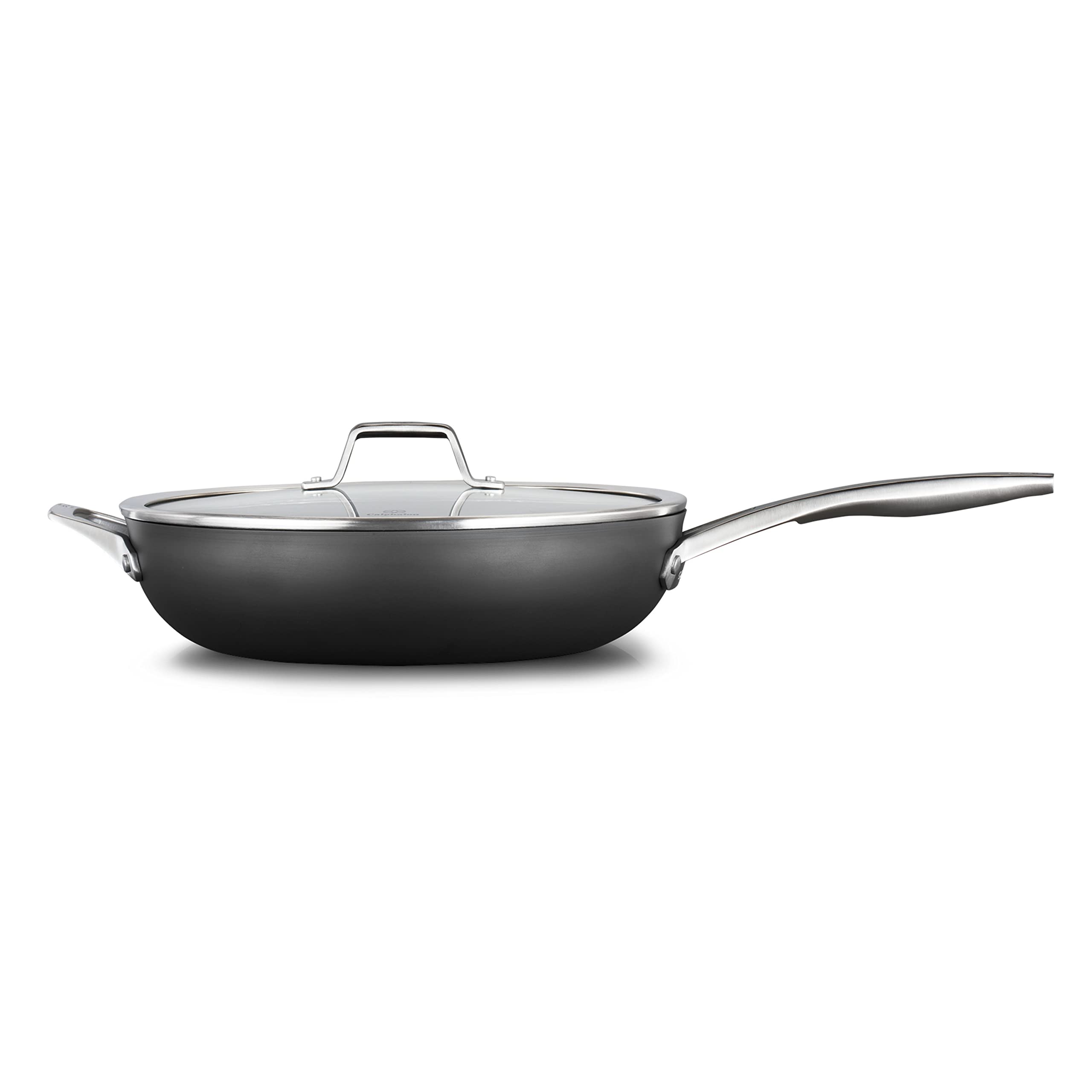 Calphalon Premier Hard-Anodized Nonstick 13-Inch Deep Skillet with Lid & Premier Hard-Anodized Nonstick Frying Pan Set, 10-Inch and 12-Inch Frying Pans