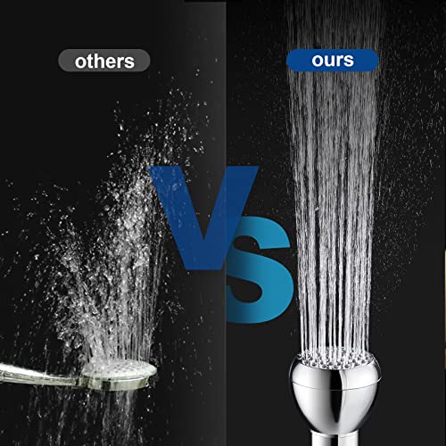 Cobbe High Pressure Shower Head, 3 Inches Anti-Clogging Silicone Nozzles Fixed Showerhead, Adjustable Swivel Brass Ball, Bathroom Rain Shower Heads (Chrome)
