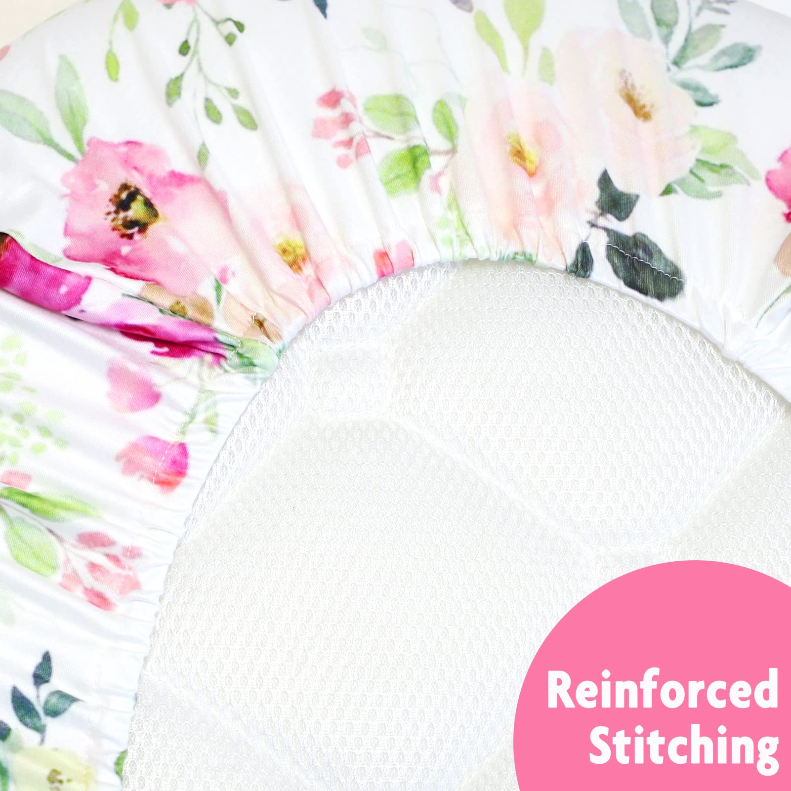 Bassinet Sheet for Baby Girls, 2PACK Stretch Ultra Soft Fitted, Universal Cradle Sheet Set for Rectangle, Oval, or Hourglass Bassinet Pad/Mattres, Purlple Flower