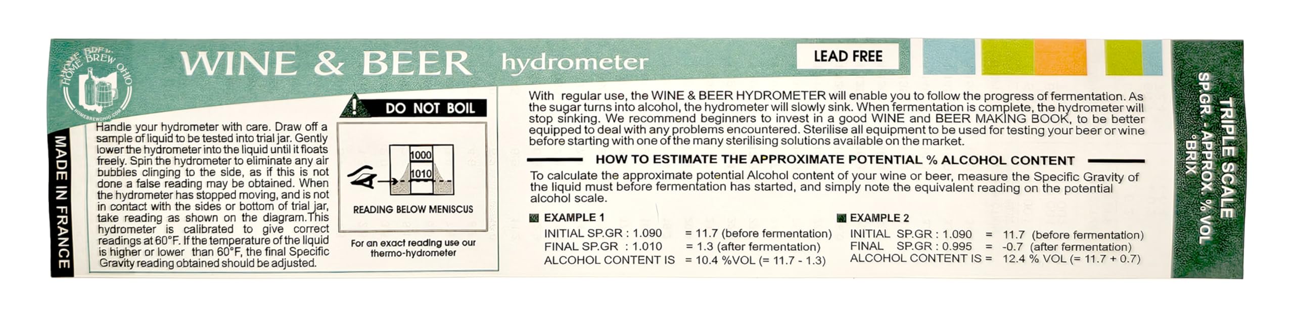 Triple Scale Wine and Beer Hydrometer