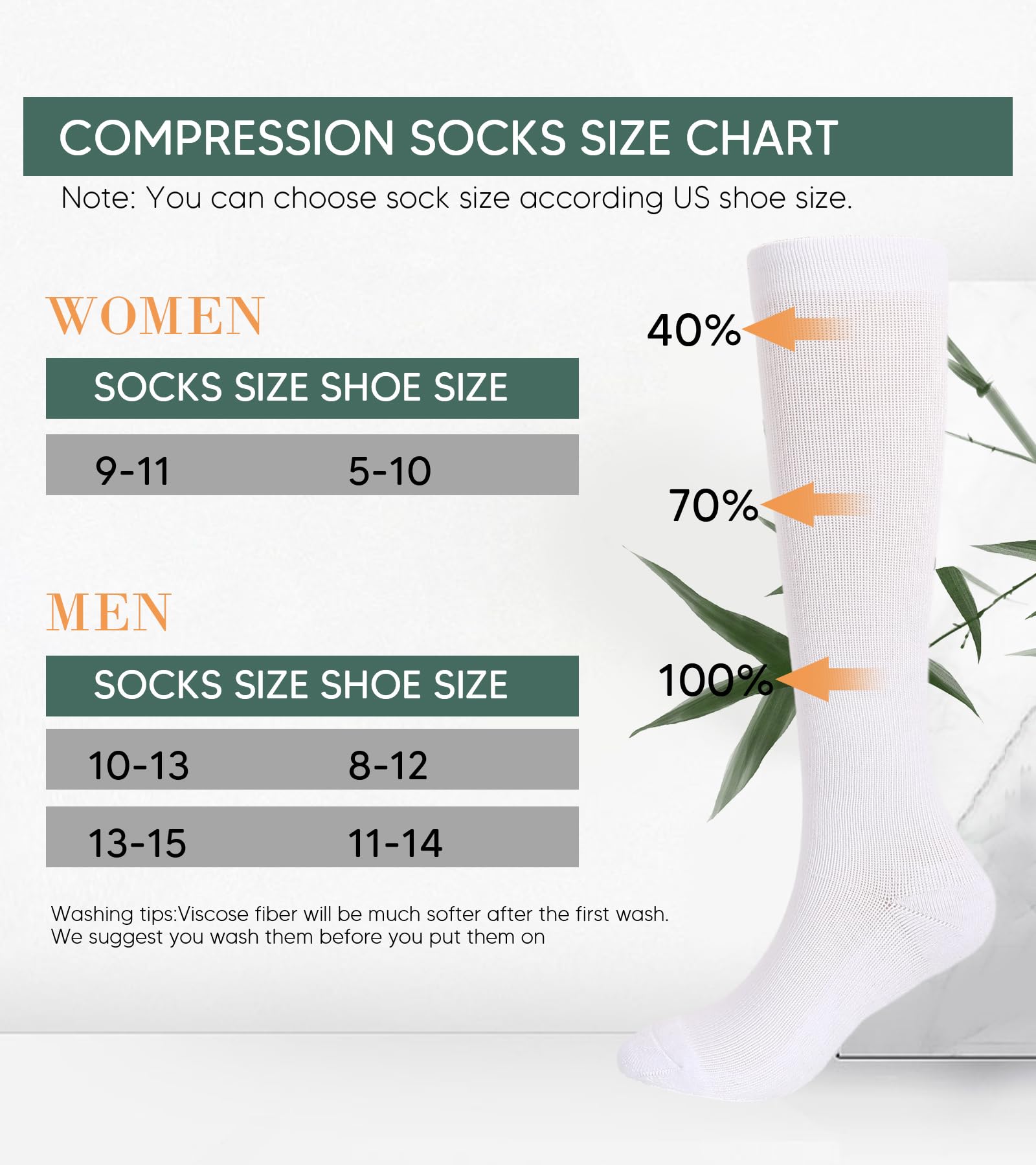 Bamboo Rayon Compression Socks for Women Men, 8-15mmHg Moderate Circulator Graduated Support Sock for Running Cycling Travel, White(3 Pair, 9-11)