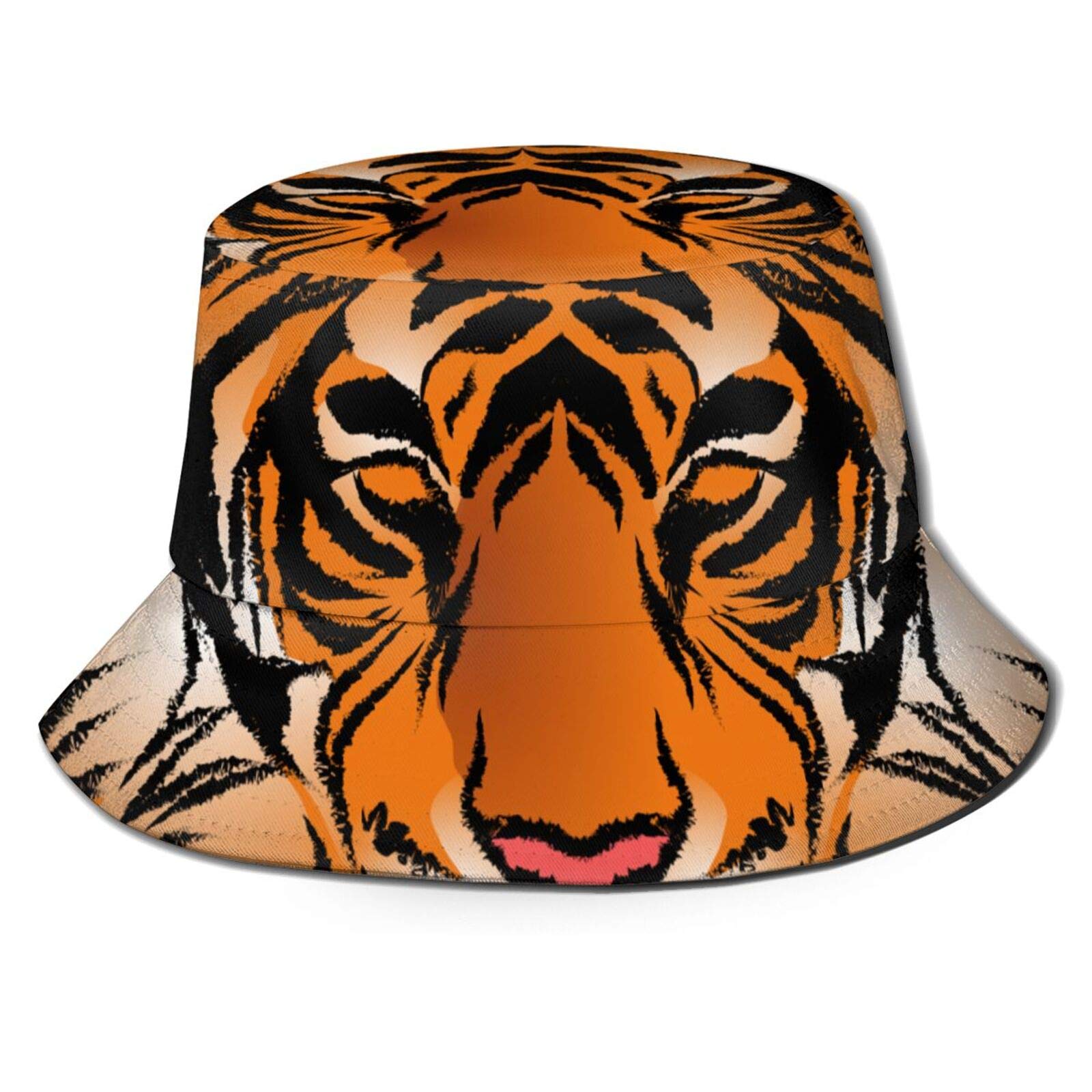 Bengal Tiger Unisex Casual Bucket Sun Hat Fisherman Cap for Fishing Hiking Camping