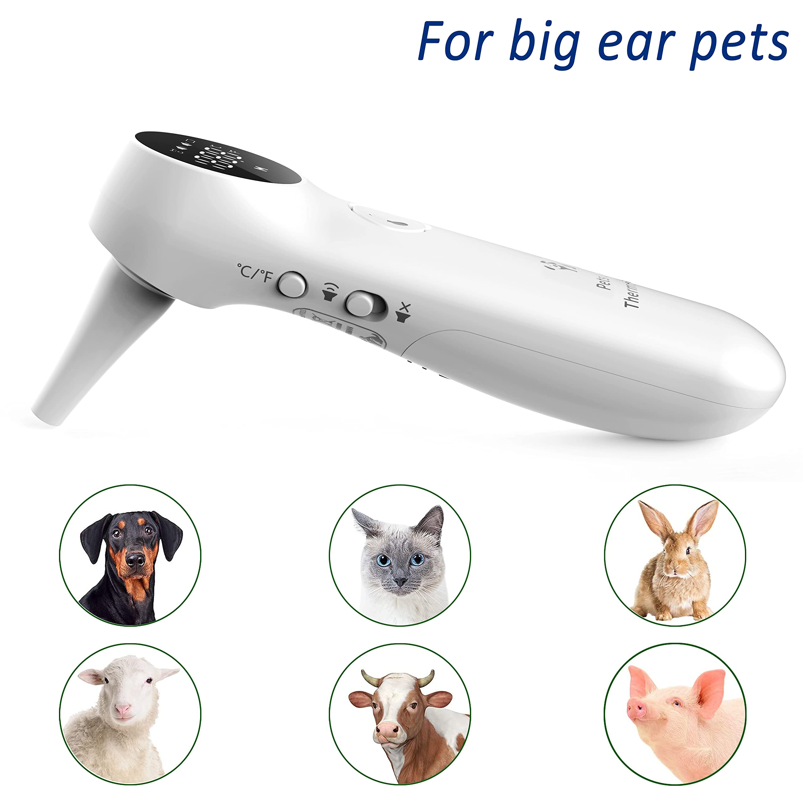 Dog Temperature Monitor, Pet Thermometer for Dogs and Cats, Veterinary Thermometer Measure in 1 Second, 20 pcs Pet Swabs Included