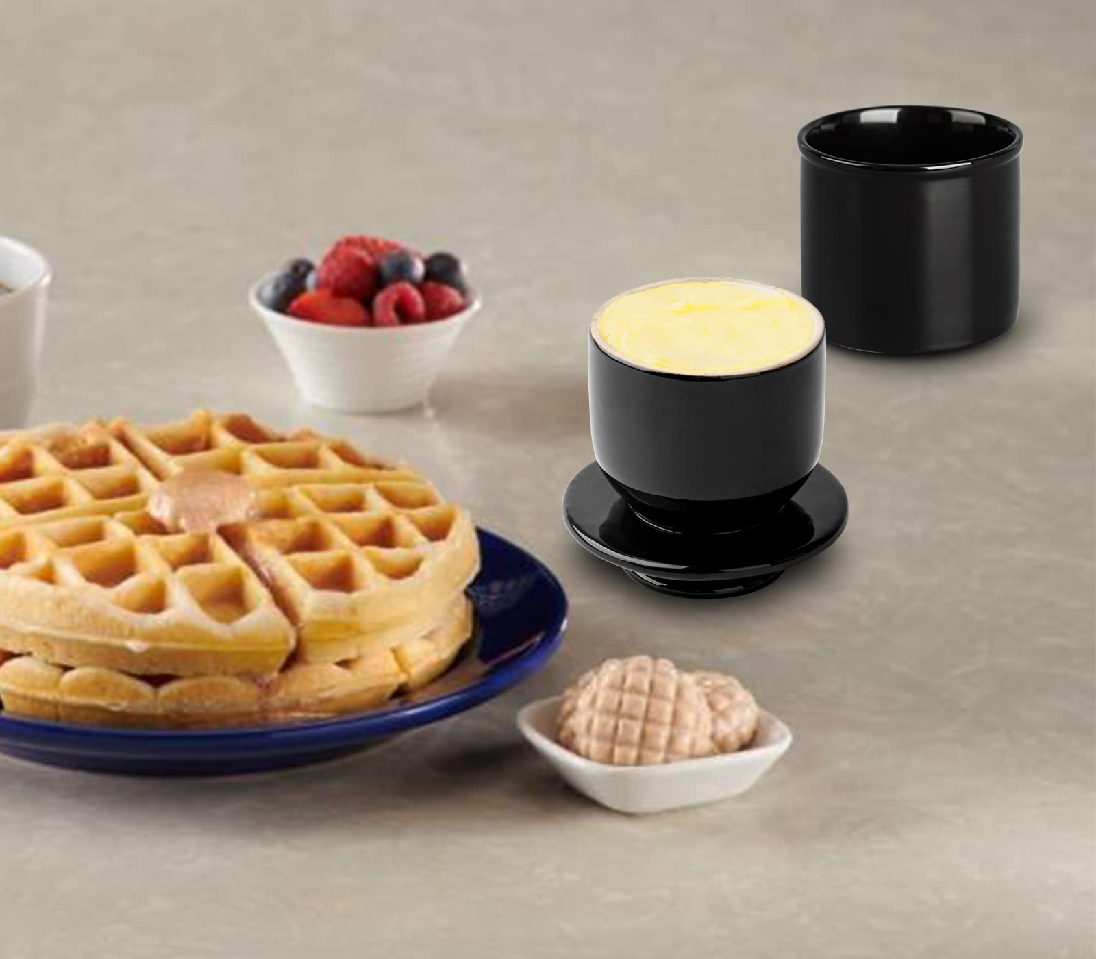 Black Butter Crock With Water Line French Butter Dish Large Butter Keeper Porcelain Butter Cup Campana De Mantequilla