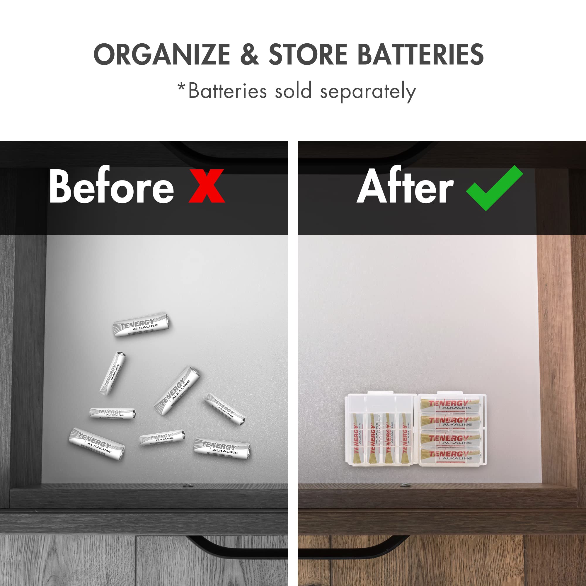 Tenergy 10 Pack Plastic Storage Case for AA/AAA Batteries (Batteries Sold Separately)