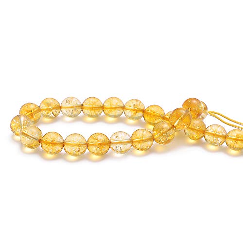 BEADIA Natural Yellow Quartz Crystal Stone Round Loose Semi Gemstone Beads for Jewelry Making 6MM 61PCS