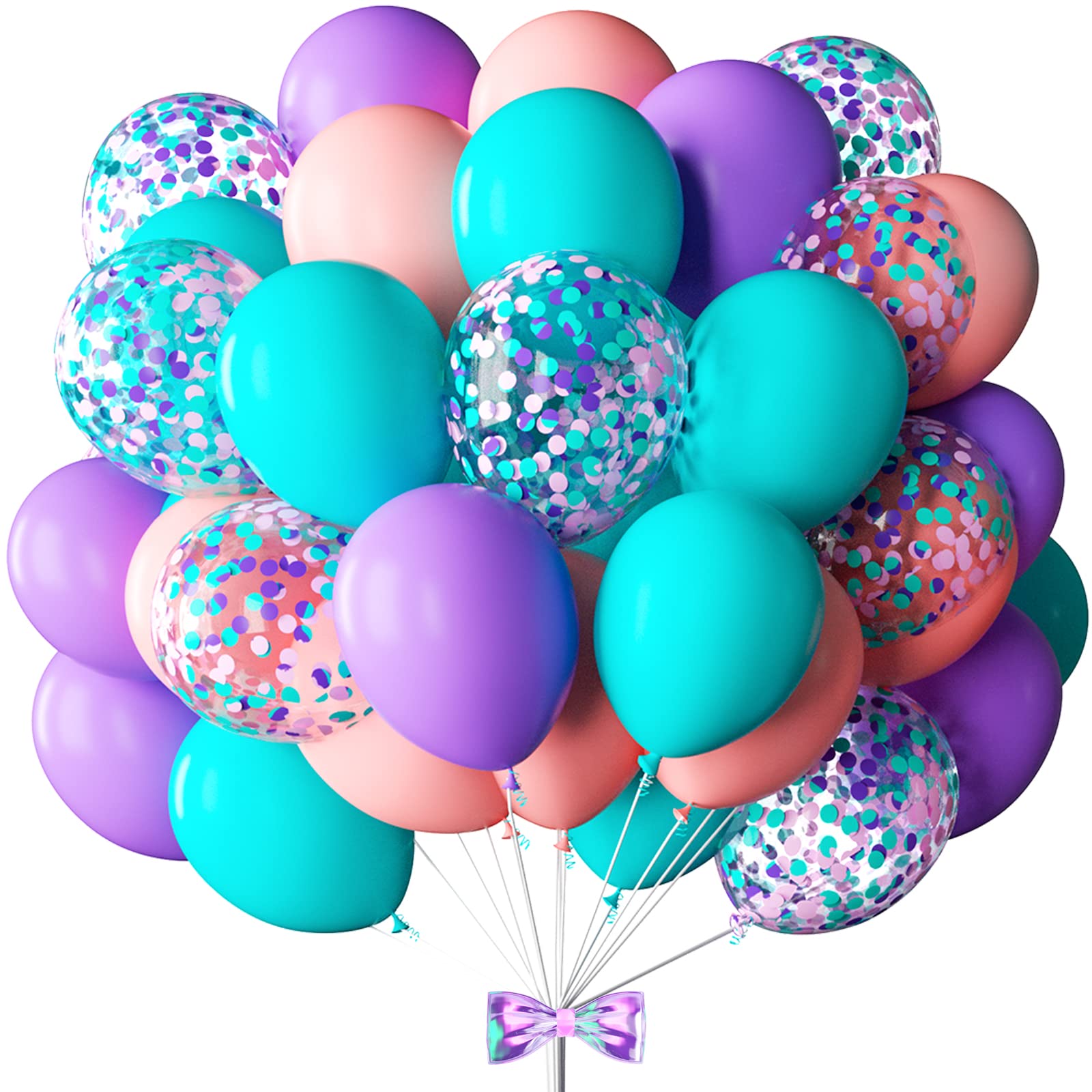 BBeiPulAs 73Pack Pink Purple Blue Balloons 12 Inch Pink Teal Purple Balloons Confetti Latex Balloons for Unicorn Themed Gabby Dollhouse Party Birthday Decorations