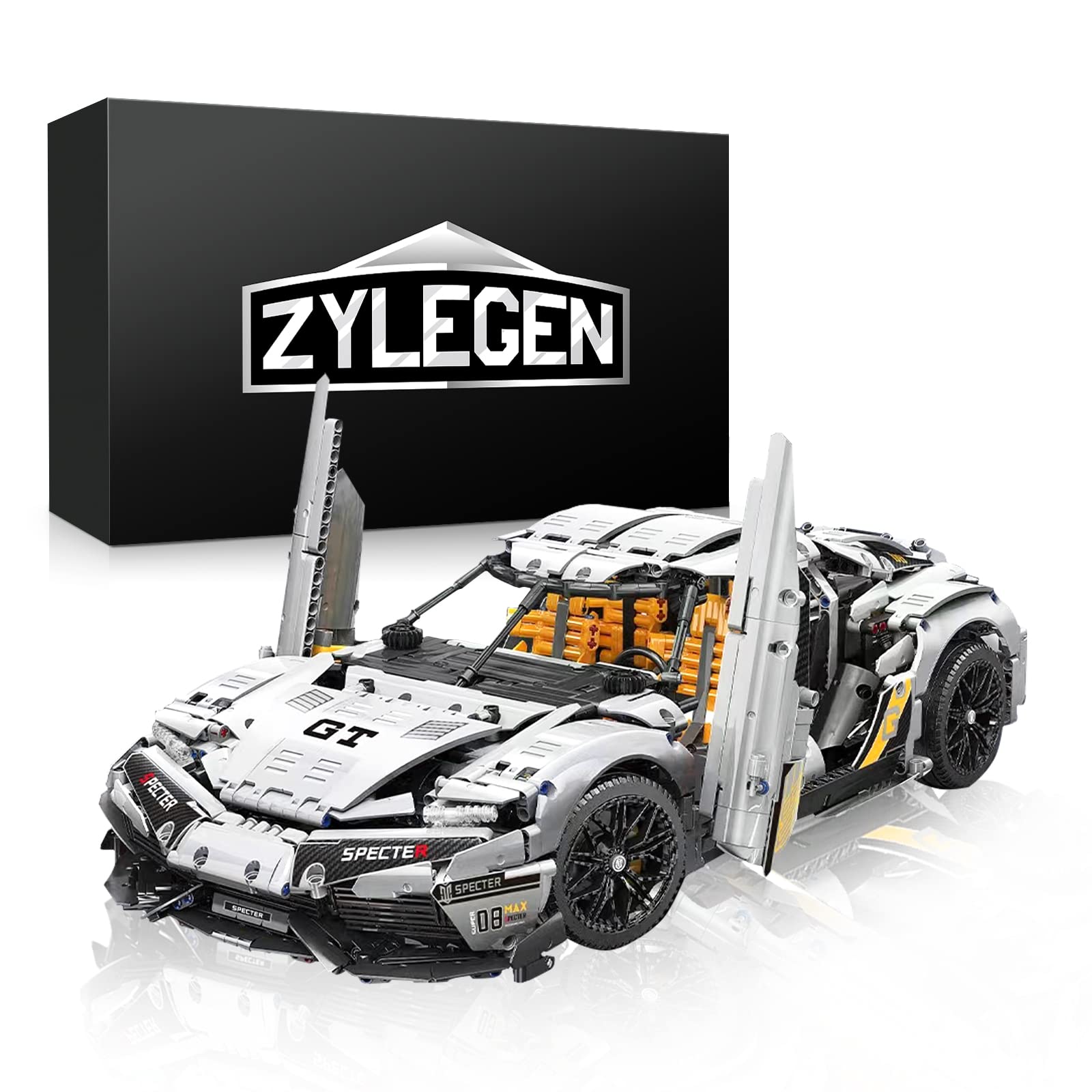 ZYLEGEN Race Car Building Toy Set,Collectible Model Building Set and Sport Car,Supercar Building Kit for Boys, Girls, and TeensGift for Motorsport Fans (White)