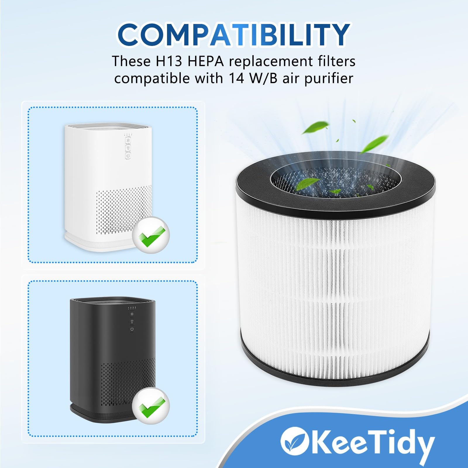 Keetidy C535 115115 Replacement Filter A Compatible with Winix 5500-2 Air Purifier, 5300-2 Air Purifier, WAC5300, WAC5500, WAC6300, 5000, 5000b, 5300, P300 (2 HEPA Filter + 8 Carbon Filters)