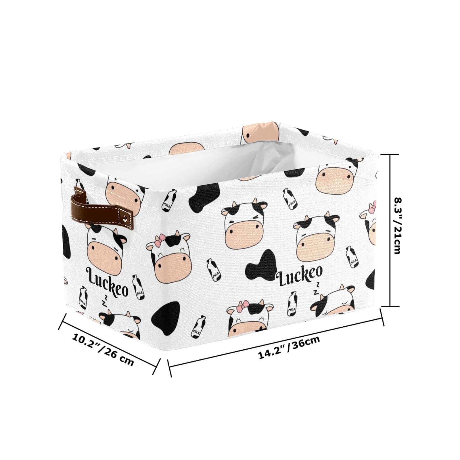 Black White Milk Cow Personalized Storage Basket,Custom Storage Bins Cubes Organizer with Handle for Bedroom Wardrobe,Nursery,Basket 1 Pack