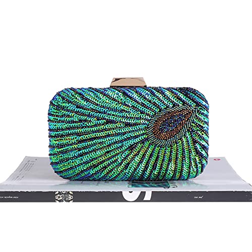 Beaded Sequin Peacock Clutch Purse Sparkly Evening Bags for Women Vintage Party Wedding Handbags