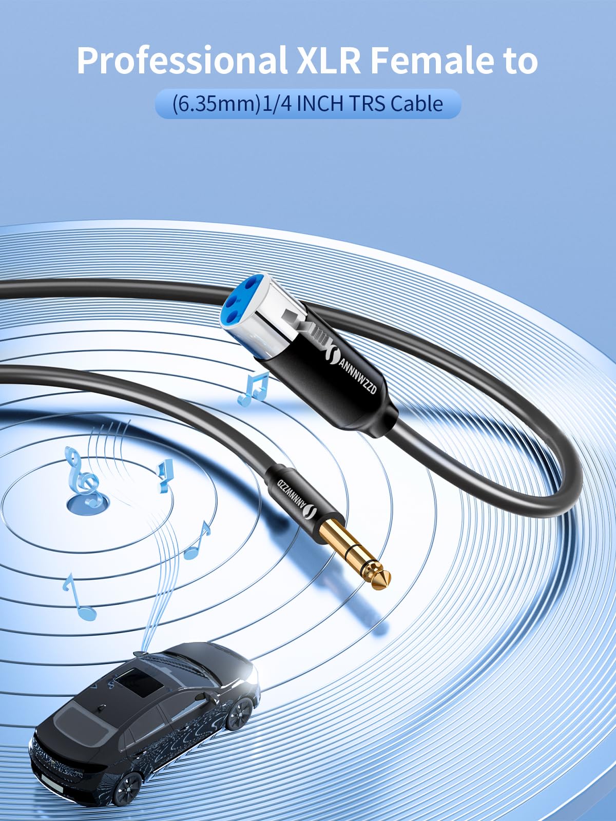 ANNNWZZD XLR to 1/4, TRS to XLR Cable, XLR Female to 1/4 for Guitar, Mixer, Speaker, Playing Live 6FT/2M