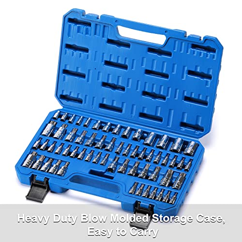 CASOMAN Master Torx Bit Socket and External Torx Socket Set, 60-Piece Set, S2 and Cr-V Steel,E4-E24, T6-T70,TT6-TT70,TP8-TP60