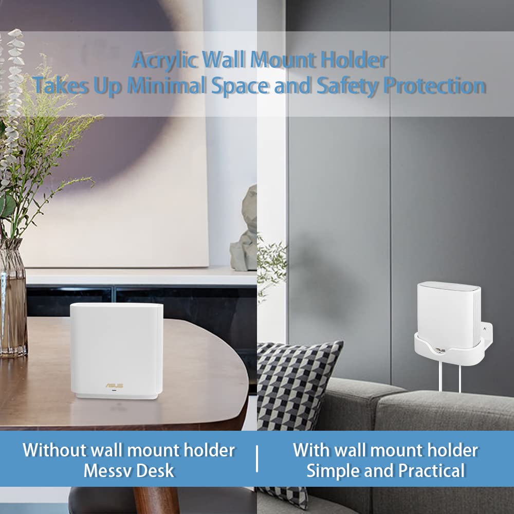 HOLACA Wall Mount Holder for ASUS ZenWiFi Whole-Home Dual-Band Mesh WiFi 6 System XD6 (AX5400), Simple and Sturdy Wall Mount Holder Stand Bracket (White 2pack)