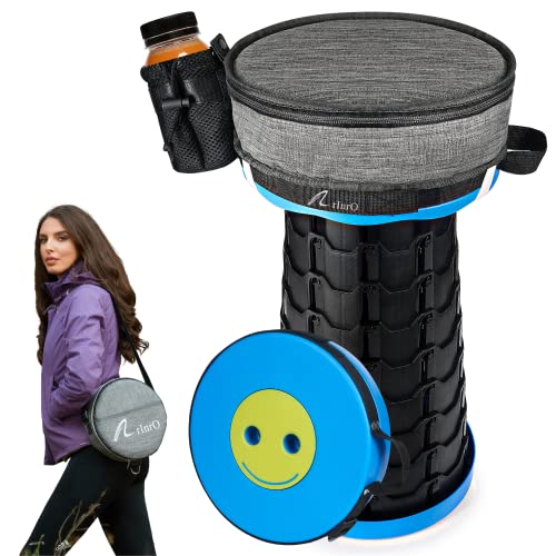 ARINRO Portable Collapsible Stool for Adults Portable Cyclone Seat - Retractable Folding Stool for Camping, Traveling, Hiking, and more - Adjustable Telescoping Stool 400 lbs Load Capacity - Blue