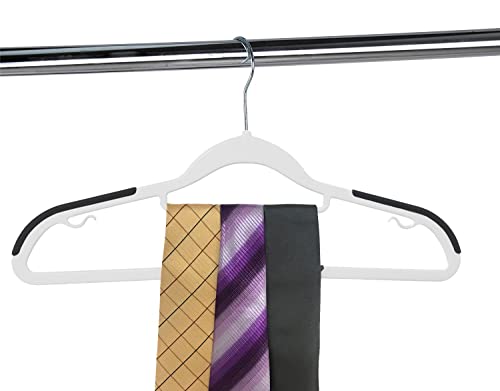 Finnhomy Bar Design Heavy Duty 50 Pack Plastic Hangers, Durable Clothes Hangers with Non-Slip Pads, Great for Shirts, Pants, Scarves, Strong Enough for Coat, White