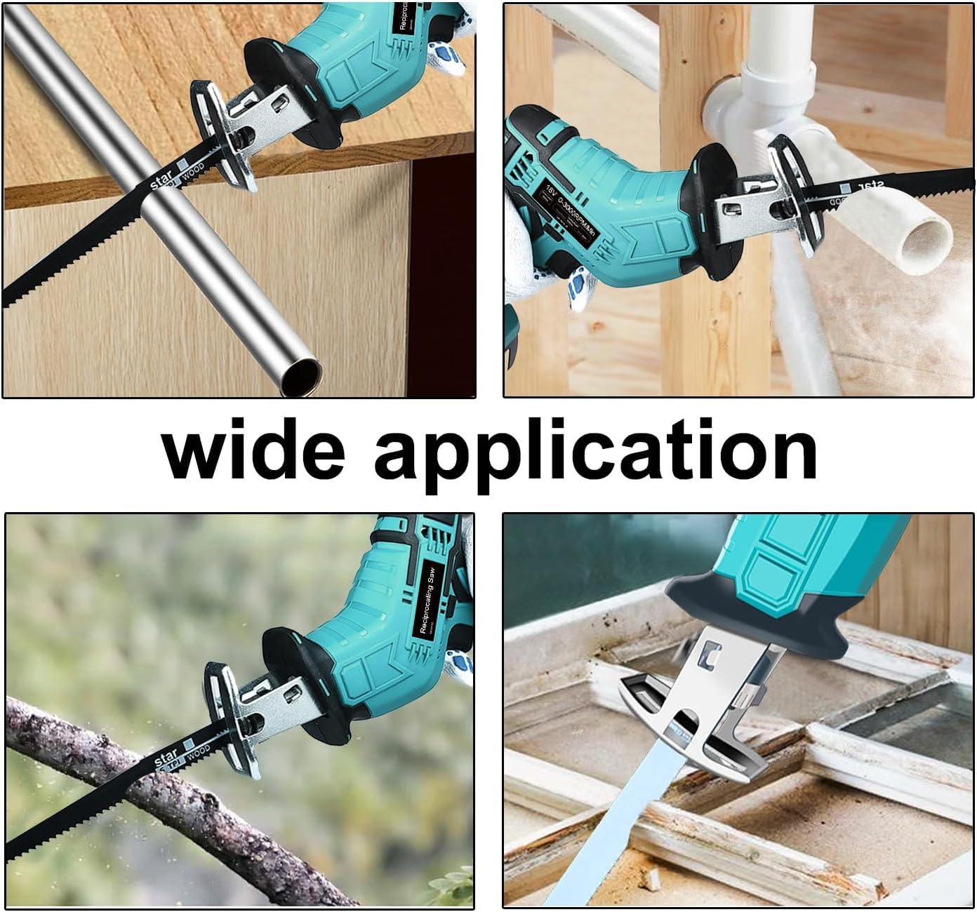 Cordless Power Reciprocating Saws Tool 0-3000 RPM for Makita 18V LXT BL1850B Battery Compact One-Handed Recipro Saw for Wood/Metal/PVC Cutting(No Battery)