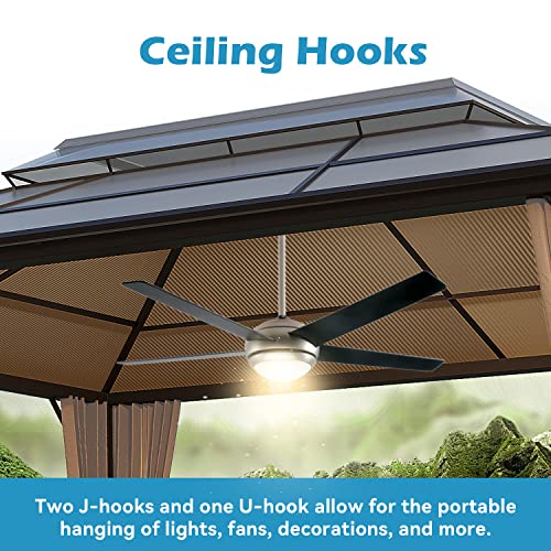 GAZEBEST 10' X 13' Permanent Hardtop Gazebo, Outdoor Polycarbonate Double Roof Pavilion Pergola Canopy with Aluminum Frame and Privacy Curtains for Patio, Garden, Backyard, Lawn