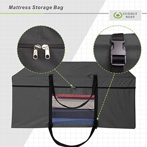 Cuddly Nest Folding Mattress Storage Bag - Heavy Duty Carry Case for Tri-Fold Guest Bed Mattress (Fits 4" Queen Mattress)