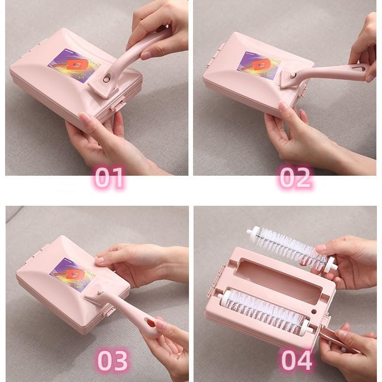 Carpet Debris Brush Carpet Brush,Handheld Carpet Table Double Roller Brush Head Carpet Table Brush Pet Hair Cleaning Brush Collector Brush