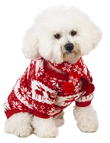Coomour Dog Christmas Shirt Deer Pet Clothes Dogs Xmas Soft Shirts with Christams Bandanas Apparel Pupy Elf Costume Outfits for Small Dogs and Cats (M)