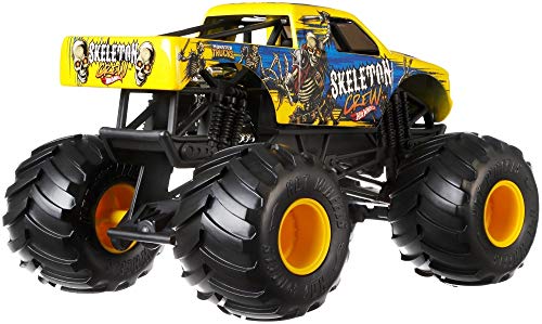 Hot Wheels Monster Trucks Skeleton Crew die-cast 1:24 Scale Vehicle with Giant Wheels for Kids Age 3 to 8 Years Old Great Gift Toy Trucks Large Scales