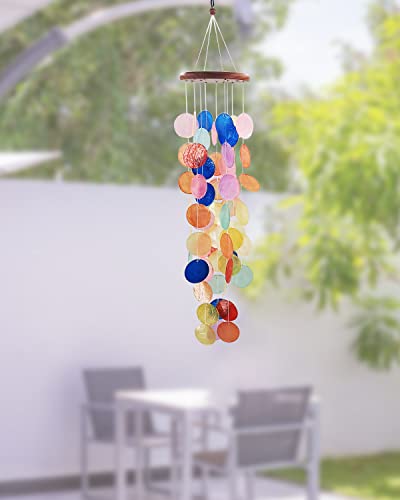 Capiz Shell Wind Chimes Outdoor, Outdoor Memorial Wind Chimes, Sympathy Wind Chimes Gifts for Patio, Garden, Yard Decoration