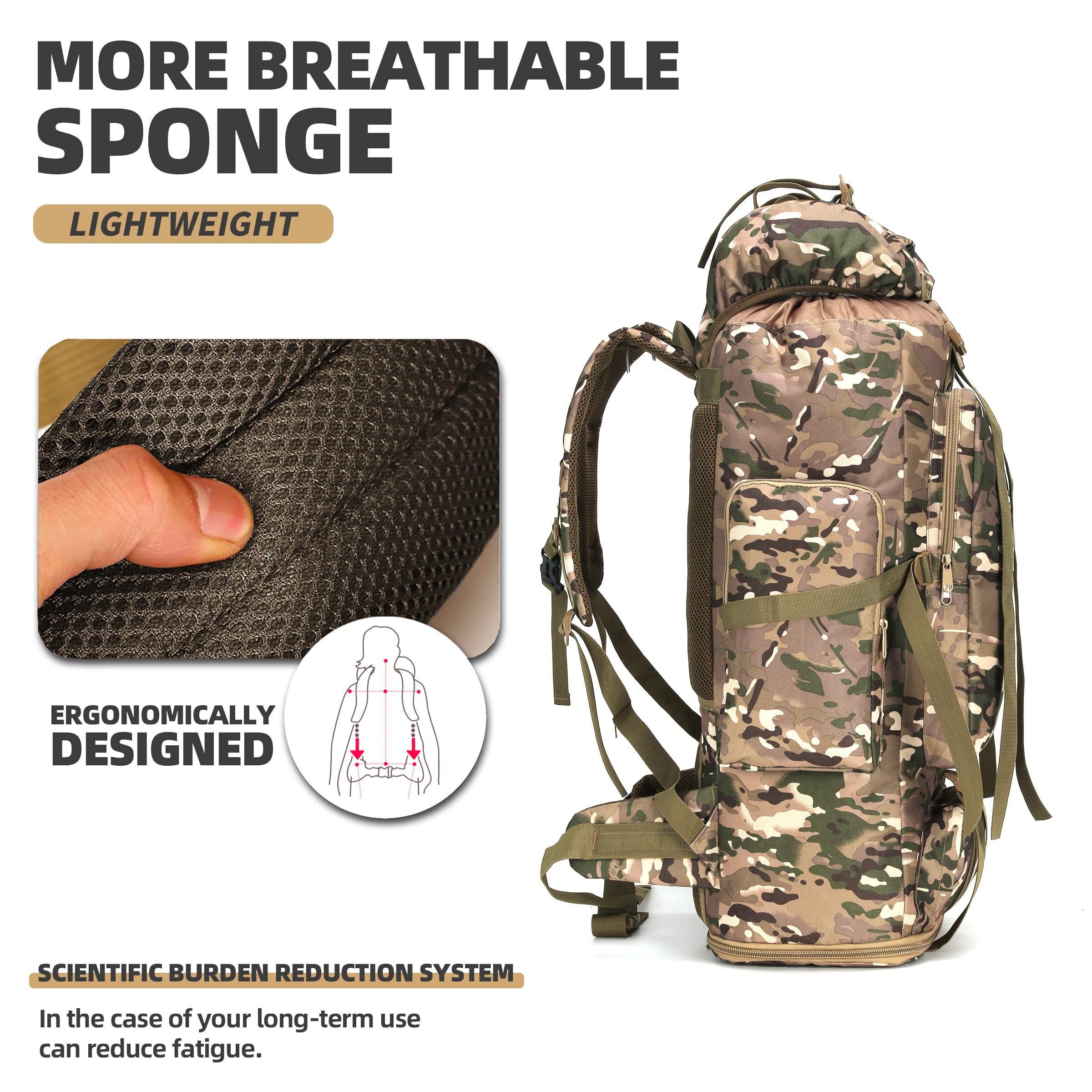 BNMJVJL 100L Camping Hiking Military Tactical Backpack Outdoor Climbing Sport Bags for Camping,Backpacking