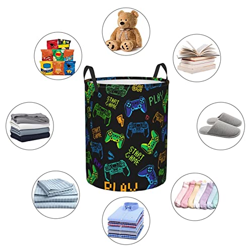 Game Controller Gaming Laundry Basket Boys Hamper Bag Dirty Clothes Storage Basket Waterproof Foldable Collapsible Organizer Gamer Room Decor For Bedroom Boys Room Bathroom Dorm