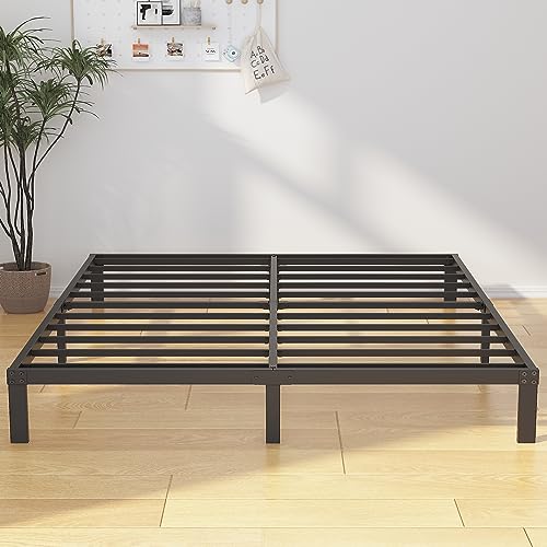 EMODA 6 Inch California King Bed Frames Heavy Duty Metal Cal King Platform with Steel Slats Support, No Box Spring Needed, Noise Free, Black
