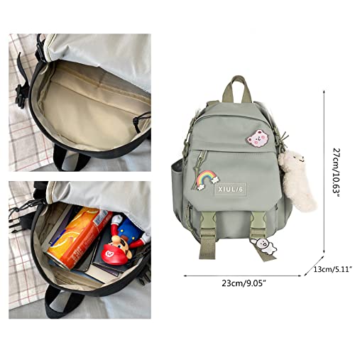 Eagerrich Cute Mini Backpack with Cute Pin Accessories Plush Pendant Kawaii Mini Backpack Aesthetic Mini Backpack for School(White)