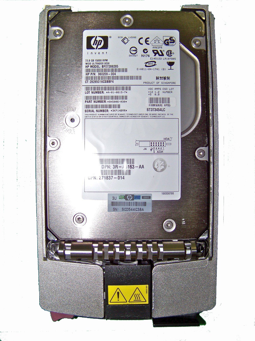 Hp 72gb 15k Scsi Wide U320 Hard Drive + Tray 72.8gb 360209-004 Bf07288285 Tray