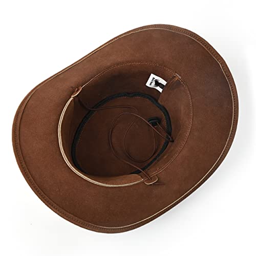 BenzHawk Leather Cowboy Hat Shape able into Out Back Hat Brown Cowboy Hats for Men - Western Cowboy Hat