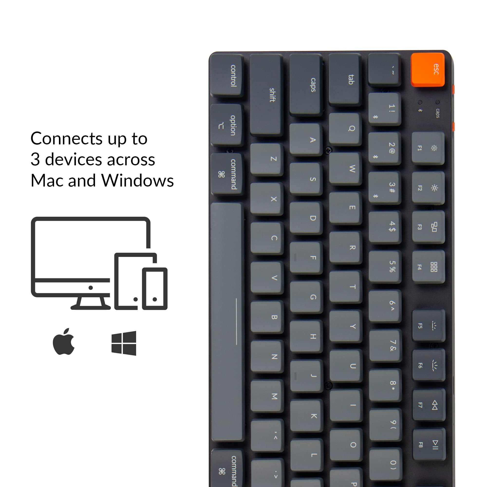 Keychron K1 SE, 87 Keys Ultra-Slim Wireless Bluetooth/USB Wired Mechanical Keyboard with White LED Backlit, Low-Profile Gateron Mechanical Red Switch Compatible with Mac Windows